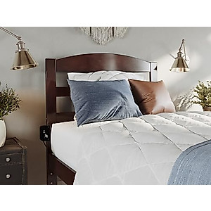 AFI Warren Twin XL Size Platform Bed with Footboard, Storage, & Charging Station in Walnut