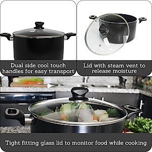 IMUSA 10.0qt Bistro Aluminum Nonstick Dutch Oven with Glass Lid and Cool Touch Handles