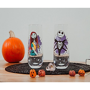 Silver Buffalo The Nightmare Before Christmas Jack and Sally Stemless Fluted Glasses | Set of 2