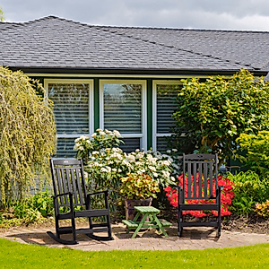 FUNBERRY Patio Rocking Chairs,Poly Lumber Rocker,All Weather Rocking Chair Outdoor,High Back Porch Rocker,Cracker Barrel Rocking Chairs for Porch,360lbs
