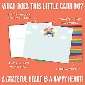 Koko Paper Co Rainbow Thank You Cards | 25 Flat Cards and 25 Bright White Envelopes | Printed on Heavy Card Stock.