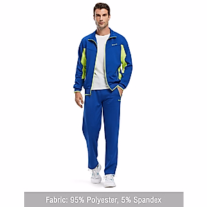 TBMPOY Men's Tracksuits Sweatsuits for Men Set Track Suits 2 Piece Casual Athletic Jogging Warm Up Full Zip Sweat Suits Royal Blue/Green XL