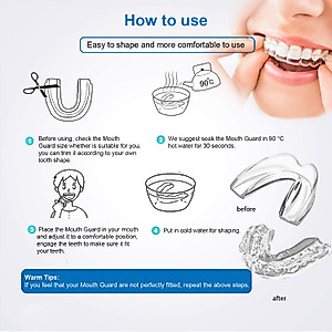 4 Pack Kids Mouth Guard for Grinding Teeth, Night Sleep Teeth Guards, Eliminates TMJ & Teeth Clenching, Stops Bruxism, Teeth Whitening Tray, Sport Athletic Mouth Guard (Kid Size only fit for Kids)