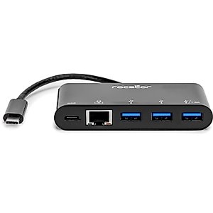 Rocstor USB-C to 3-Port USB-A, USB-C & RJ45 Multiport Adapter - USB 3.0 Hub