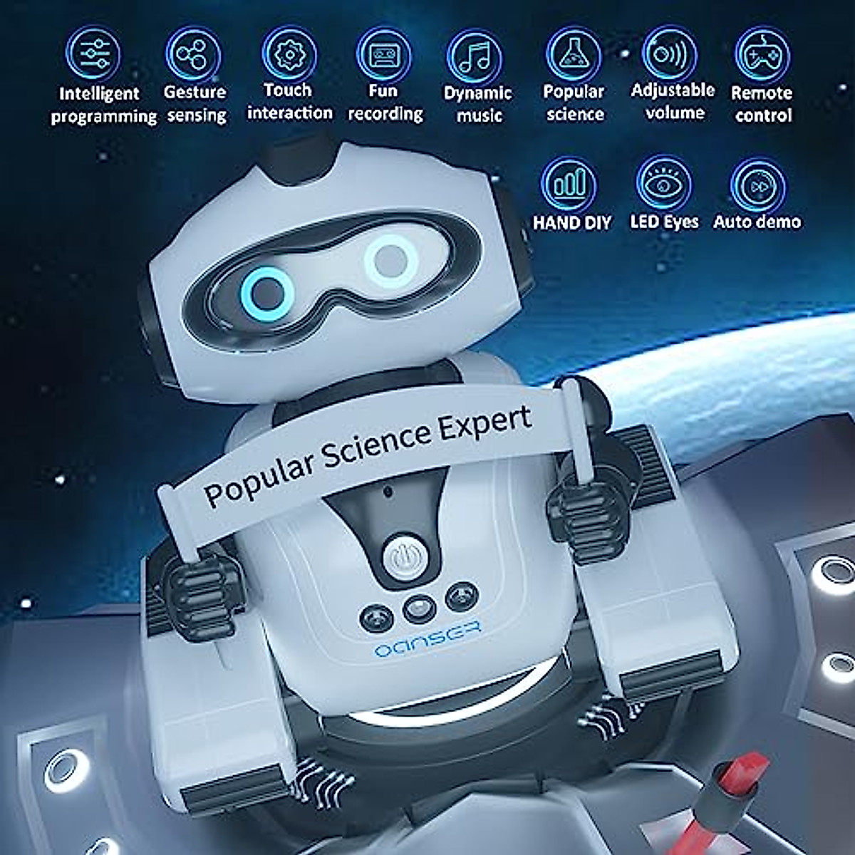 BUSYSIR Robot Toys for Kids - Gesture Sensing RC Robot Toys for Boys Girls, Smart Robot with DIY Arms, Music, Record, Program, Remote Control Toys Birthday Gifts for Kids Age 3 4 5 6 7 8 9