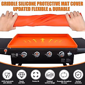 Silicone Griddle Mat with Grease Cup Liners for Blackstone 28" Griddle, High-Wall & Full-All-Encompassing Heavy Duty Food Grade Silicone Grill Buddy Mat, Protecttion Griddle from Dirt & Rust (Orange)