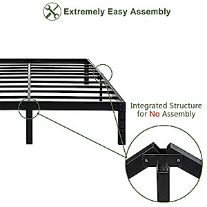 45MinST 14 Inch Reinforced Platform Bed Frame/3500lbs Heavy Duty/Easy Assembly Mattress Foundation/Steel Slat/Noise Free/No Box Spring Needed, Queen