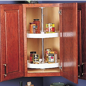 RICHELIEU White Polymer Round Corner Cabinet Lazy Susan 2-Shelf Kitchen Storage and Organizer (18 INCH)