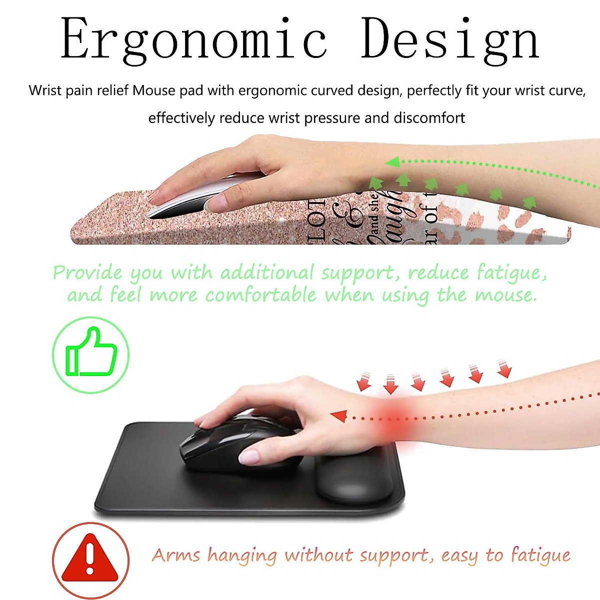 Ergonomic Mouse Pad Wrist Support, Memory Foam Gel Mouse Pad, Pain Relief and Non-Slip PU Base, Office PC Computer Wireless Mouse and Desk Wrist Pad, Leopard Star Proverbs 31:25