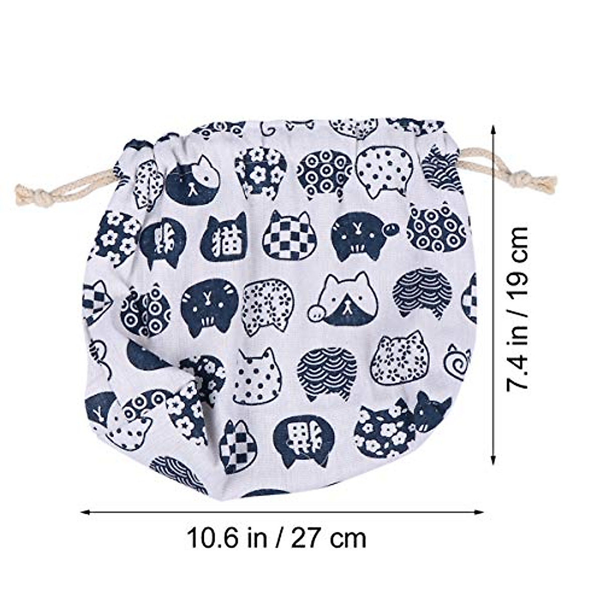 TOYANDONA Drawstring Lunch Bag Double-Layer Thickened Japanese Style Bento Tote Pouch Candy Gift Holder Pack for Home Wedding Birthday Party White