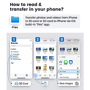 SD Card Reader for iPhone iPad,Oyuiasle Trail Game Camera SD Card Viewer with Dual Slot for MicroSD/SD,Photography Memory Card Adapter,Plug and Play