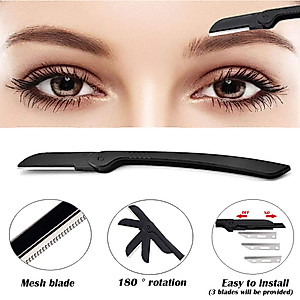 Eyebrow Razor,AWECOT 7 in 1 Eyebrow Kit,Face Razors Shavers for Women Multipurpose Exfoliating Dermaplaning Tool,Including Eyebrow Trimmer,Facial Razor,Eyebrow Scissors,Eyebrow Brush,Eyebrow Tweezers