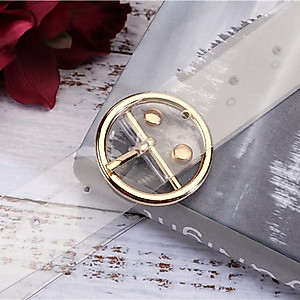 JORCEDI Trendy Chic Transparent Women Buckle Belt Wide Waist Waistband Clear For Jeans Pants Dresses (Round Gold)