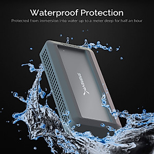 SABRENT Rocket Nano Rugged 1TB USB 3.2 10Gb/s External Aluminum Waterproof [IP67] SSD with Bumper Guard in Grey (SB-1TB-NAWP)
