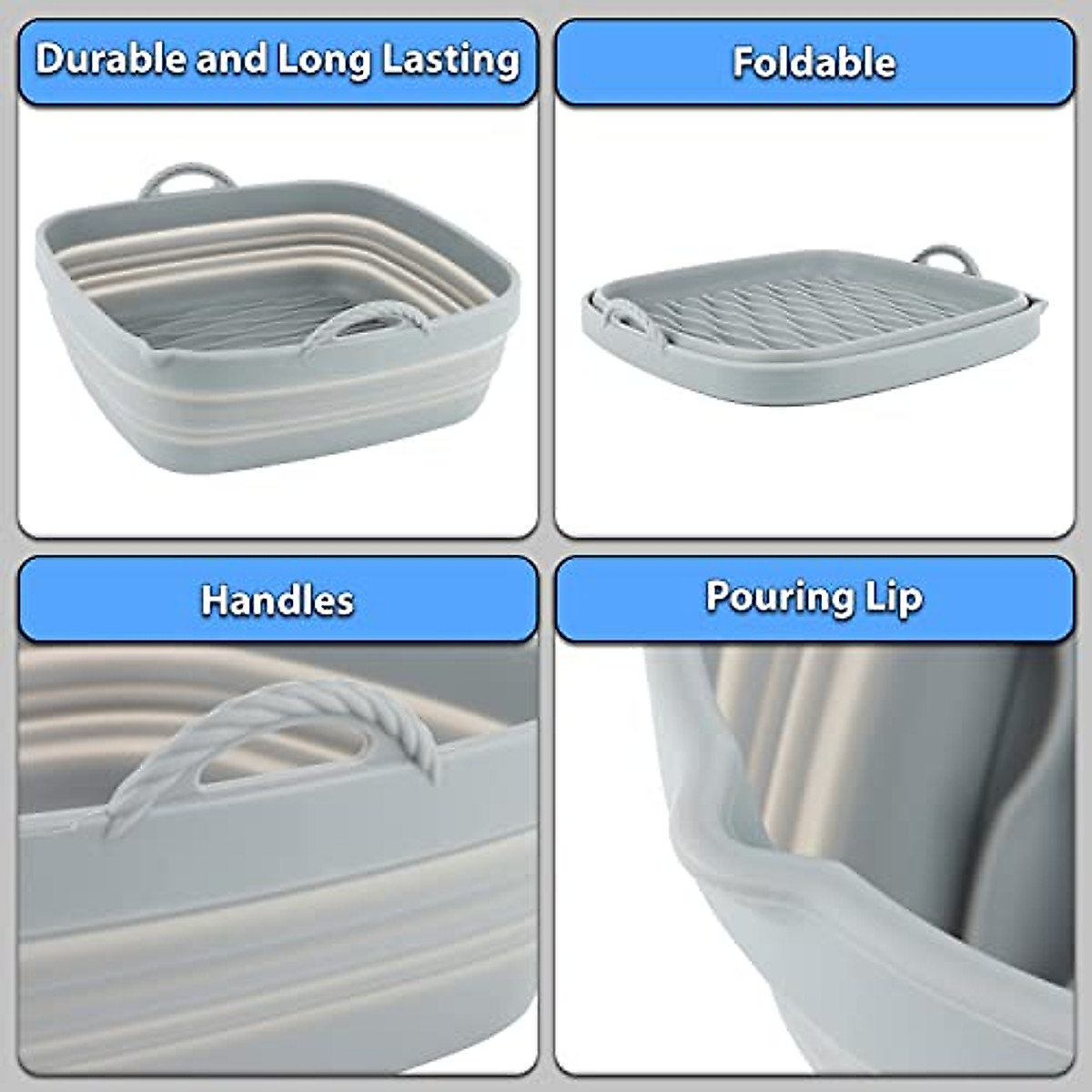 NaiKit's Red 8 IN Reusable Silicone Air Fryer Square Liners for Basket Size 6.5 QT and above. Non-stick, food safe, great instant pot airfryer kitchen accessories