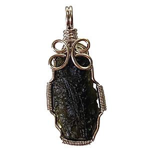 Wire Wrapped Moldavite Pendant | Small Size 25-30mm, green