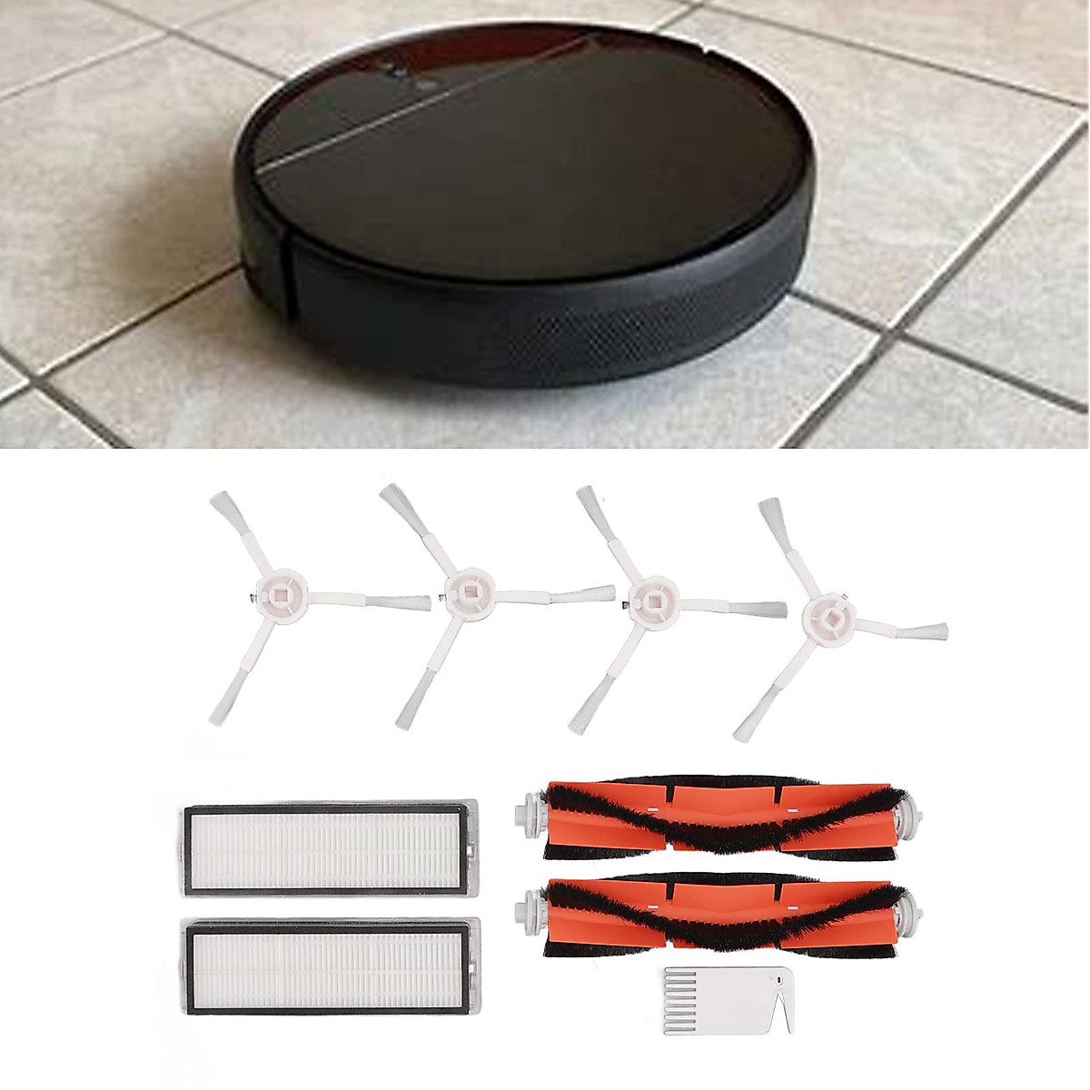 Robot Vacuum Mop Brush Kit,Brush Filters White Flat Comb Kit Fit for 1C F9 1T Robot Vacuum Mop Replacement