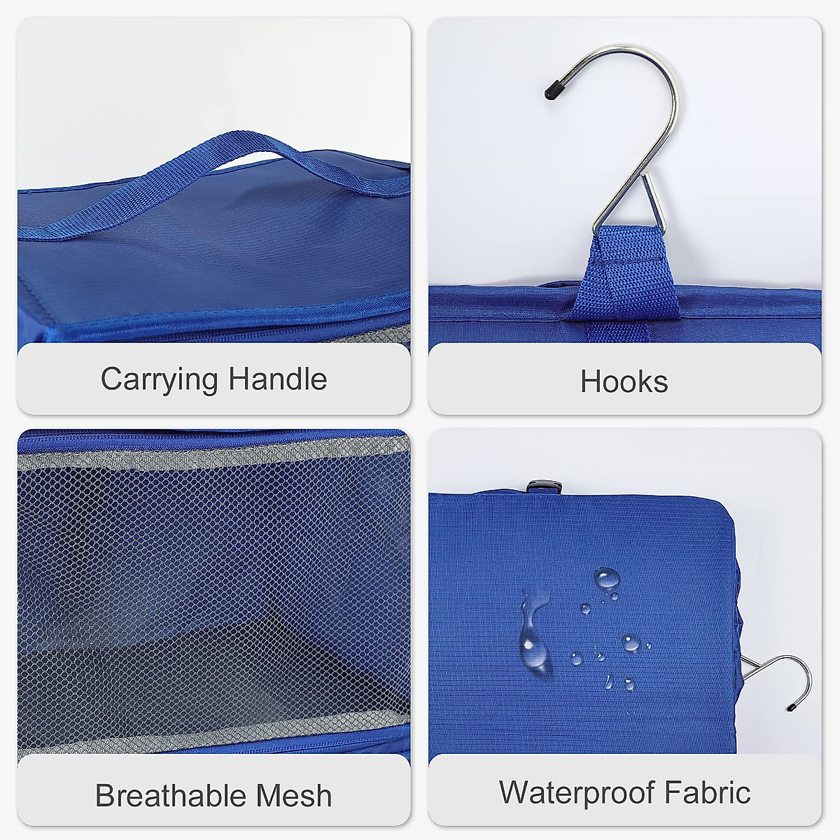 Surblue Hanging Travel Shelves Compression Packing Cube for Carry-on Luggage Suitcase Collapsible with Extension Layer Large Capacity, Blue, XXL