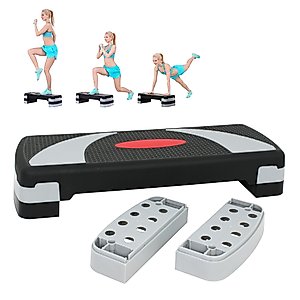 HomGarden 31" Adjustable Workout Aerobic Stepper in Fitness & Exercise Step Platform Trainer Stepper w/Risers Adjust 4" - 6" - 8"