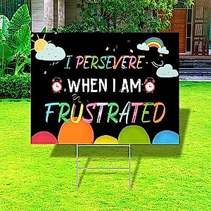 I Persevere When I'am Frustrated Yard Signs 18x24 Inch Welcome Back Banner Yard Sign Yard Signs with Stakes 18x24 2-Sided Print for Lawn Outdoor Decoration Heavy Duty Rust
