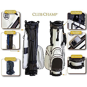 Club Champ Waterproof Stand Golf Bag, White/Black (JR989)