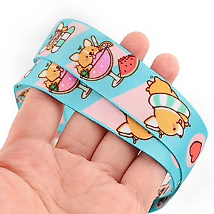 Cute Corgi ID Badge Holder with Lanyard, Kawaii Lanyard for ID Badges Kids Women Keychain with Clip for Keys
