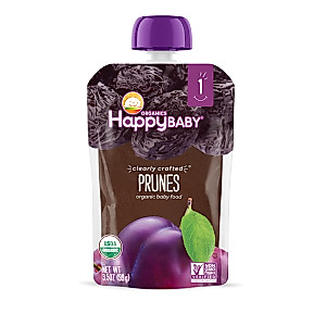 Happy Baby Clearly Crafted Organic Baby Food Stage 1, 3.5, 16 Count, Prunes, 56 Oz (Pack of 16)