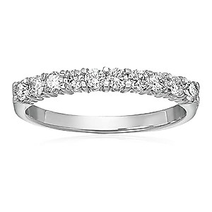 Vir Jewels 1/2 carat (ctw) Diamond Wedding Anniversary Band for Women, Round Diamond Engagement Ring 14K White Gold 10 Stones Prong Set 0.50 cttw I1-I2, Size 7.5
