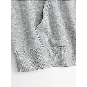 Cioatin Women’s Y2K Slogan Letter Graphic Oversized Aesthetic Hoodie Drop Shoulder Fleece Hooded Sweatshirt Pullover Light Grey