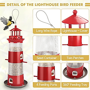 Decflow Bird Feeders for Outdoors Hanging, Wild Bird Feeders for Outside Squirrel Proof, Metal Bird Seed Feeder for Small Birds, 4 lbs Large Capacity for Cardinal, Finch, Sparrow, Blue Jay.