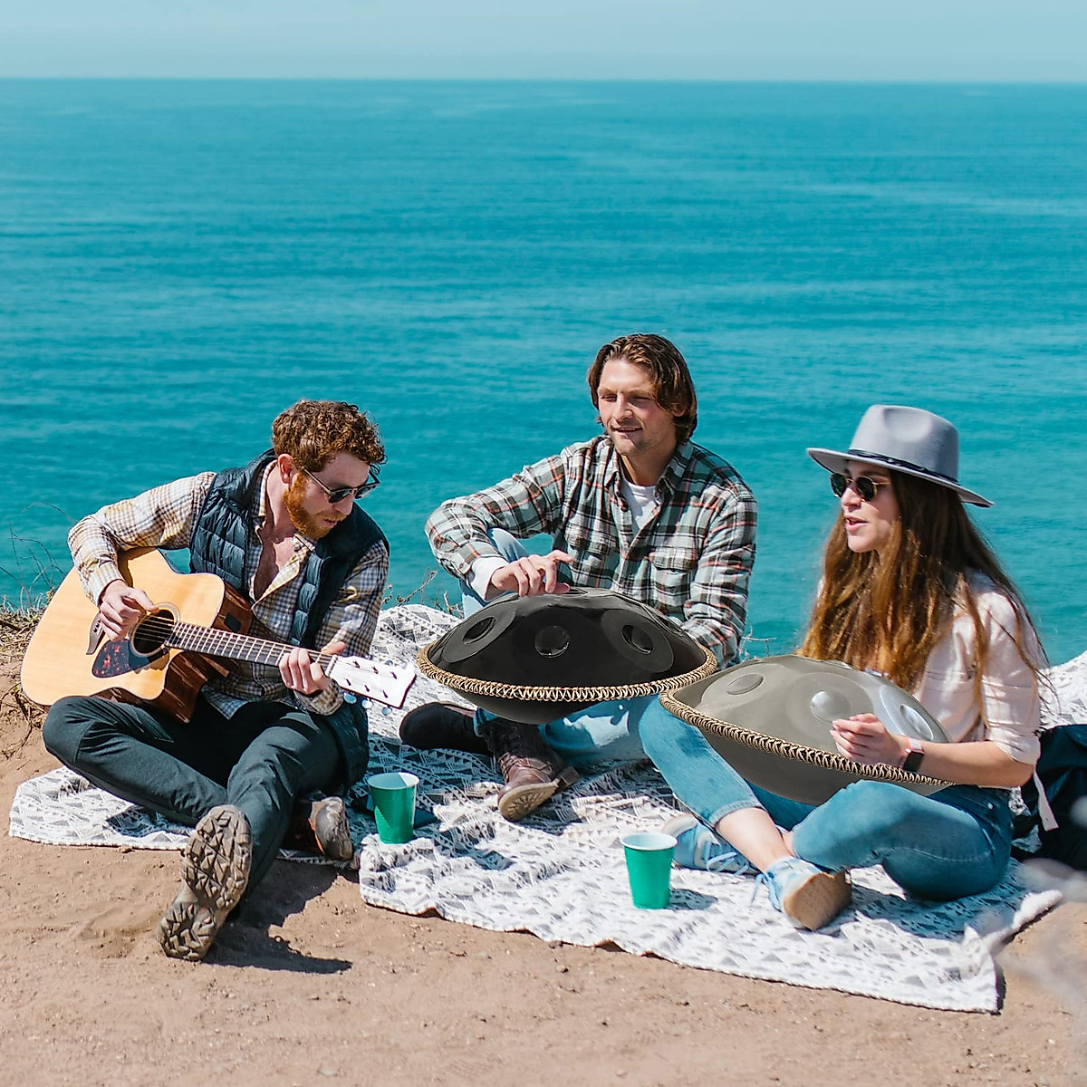 Handpan 432HZ,10 Sounds 22 Inches D Minor Handpan Drum,Premium Steel Hand Pan Instrument for Adults,Classic Black