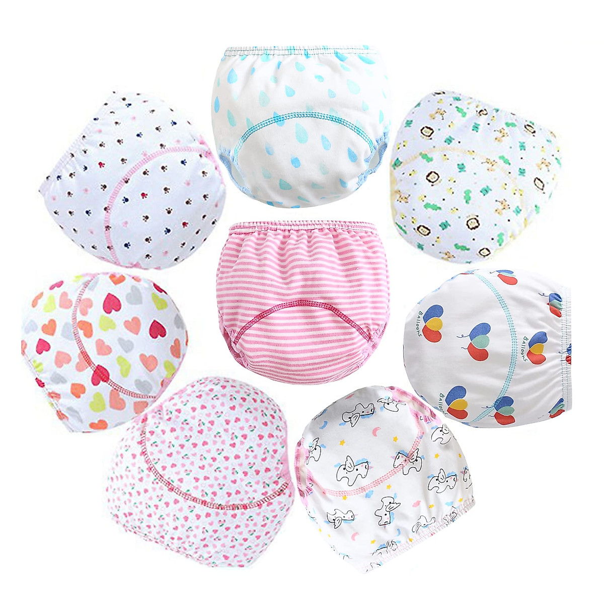 Orinery Cotton Reusable Baby Training Pants Unisex Potty Toddler Underpants Kids Waterproof Breathable Underwear 6-Pack (KT005-A, 2-3T)