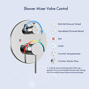 Eridanus 10 Inches Black Shower Set Bathroom Round Rain Shower Head and Handle Set,Wall Mounted Rainfall Shower Fixtures, 2-Function, Matte Black