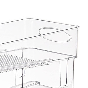 Natudeco Can Storage Dispenser for Fridge, Rolling Soda Can Organizer 2 Layer Refrigerator Beverage Holder Fridge Can Storage Rack for Drinks Cola Beer