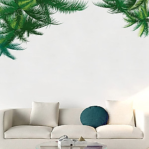 Generic Tropical Leaves Wall Decals Removable Green Palms Tree Plant Wall Stickers for Living Room Kids Room Bedroom Playroom Decor