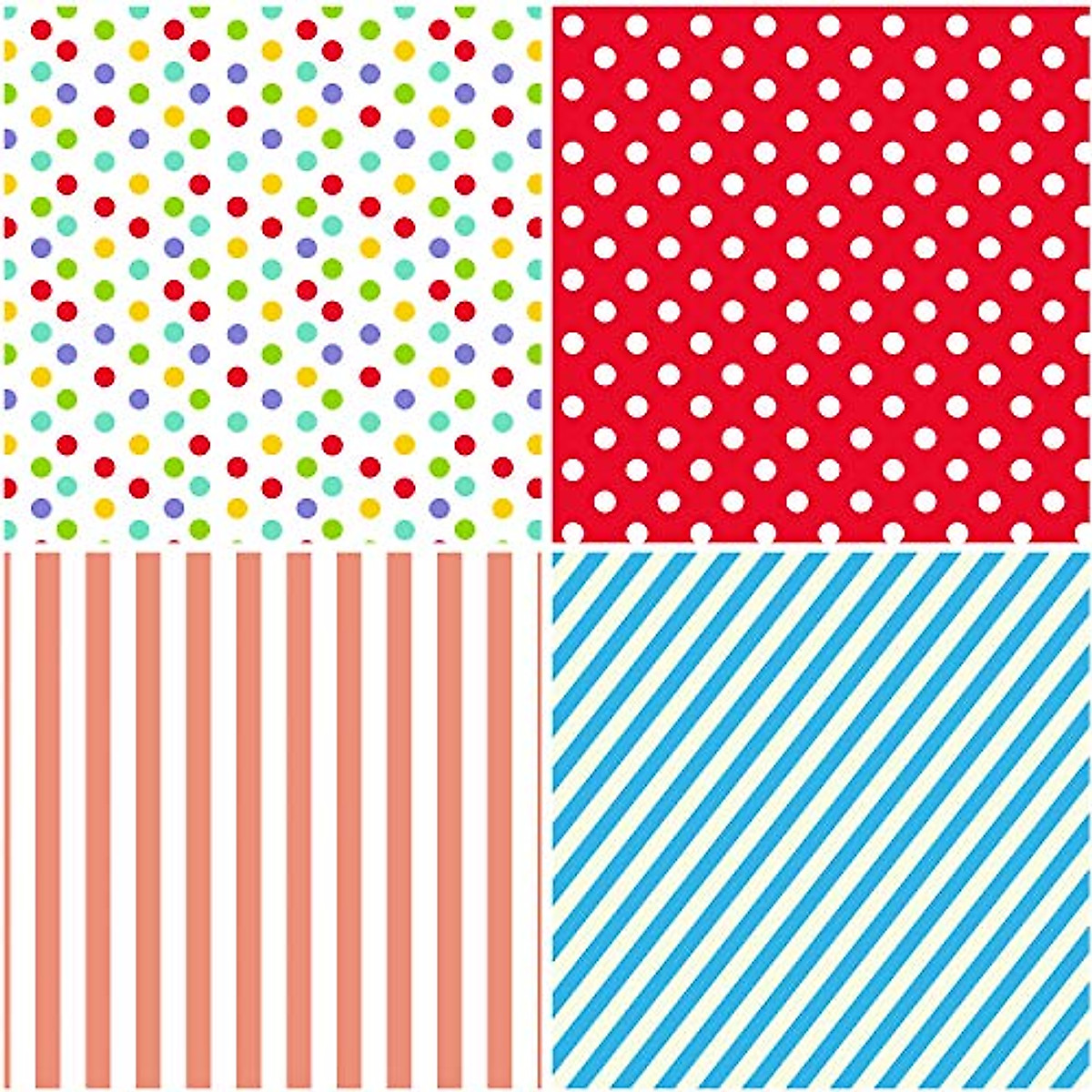 WRAPAHOLIC Wrapping Paper Roll - Stripes and Polka Dots Print with Cut Lines for Birthday, Holiday, Baby Shower - 4 Rolls - 30 inch X 120 inch Per Roll