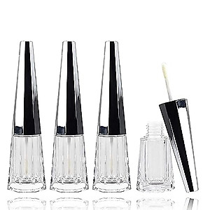 Healthcom 6 Pcs 7ML Clear Lip Gloss Tubes with Heart Brush Diamond Empty Lip Balm Container Lipstick Tube with Silver Lid DIY Refillable Bottles Makeup Sample Bottle Cosmetic Travel Gloss Containers