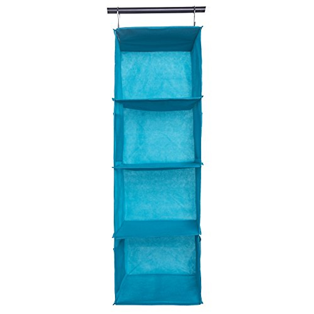 Amelitory Hanging Closet Organizer 4 Shelf Foldable Hanging Storage Shelves Fabric, Lake Blue