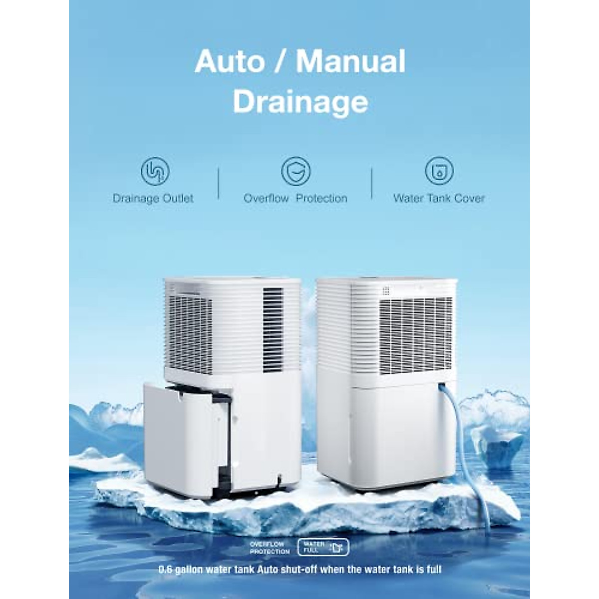 BUBLUE 2000 Sq. Ft Dehumidifier for Basements, Home and Large Room with Auto or Manual Drainage | 36 db Industry Leading Noise Reducing | Integrated Air Filters, 3 Operation Modes, Clothes Drying