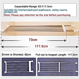 BAOYOUNI Expandable Closet Tension Shelf Rod Organizer Adjustable Storage Rack Heavy Duty Clothes Hanger Metal Space Saving Divider for Bathroom Kitchen Cupboard Wardrobe Bookshelf 32''-46'', Ivory