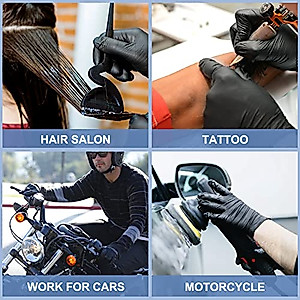 Vaingarb Black Nitrile Gloves Disposable Latex Free,Powder-Free,Medical Exam Gloves 100 Count Medium 5 Mil for Industry Working,House Cleaning,Food Prep