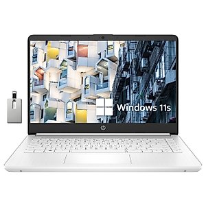 HP Premium 14" Stream HD Laptop, Intel Celeron N4120 CPU, 4GB RAM, 64GB eMMC, Webcam, Intel UHD Graphics, 1 Year Office, Bluetooth, WiFi, HDMI, Windows 11s, White, 32GB Hotface USB Card (Renewed)