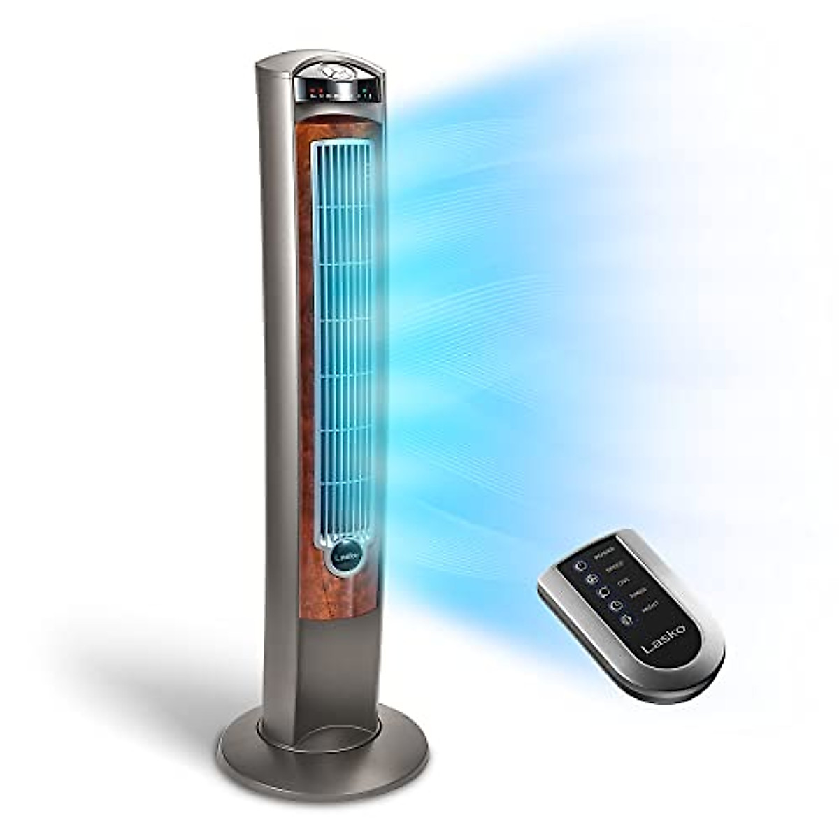 Lasko 4924 High Velocity Blower Fan with Handle, 30 Inch, Gray & Oscillating Tower Fan, Nighttime Setting, Remote Control, Portable, Timer