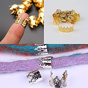 2 PCS Latch Hook Crochet Needle + 30 PCS Dreadlocks Hair Ring Decoration Braiding Hair Silver Gold Metal, for Crochet Braids Hair Decoration Accessories