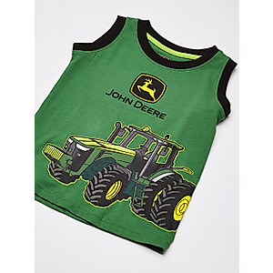 John Deere boys Muscle T-shirt T Shirt, John Deere Green Black, 4 US