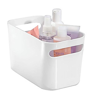 iDesign Una BPA-Free Plastic Storage Bin With Handles, 10" x 6" x 6", White