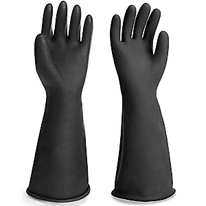 ENPOINT Long Rubber Gloves Heavy Duty, Thick Chemical Resistant Gloves, Waterproof Cleaning Painting Protective Safety Work Heavy Duty Gloves, 18" Black Dishwashing Gloves Large for Men, 1 Pair XL