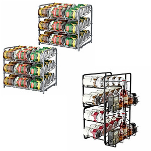 BTY Can Organizer Stackable 4 Pack, Storage Rack Stacking Can Dispensers for Kitchen Cabinet, Countertop, Refrigerator