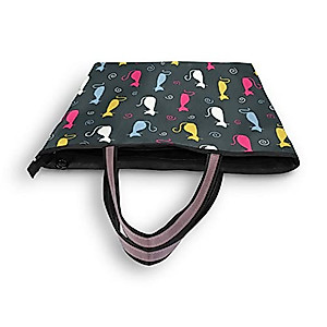 ZENWAWA Colorful Cat Silhouette Tote Bag Aesthetic, Zipper Large Capacity Women Grocery Bag Purse Shoulder Bag 2 Sizes
