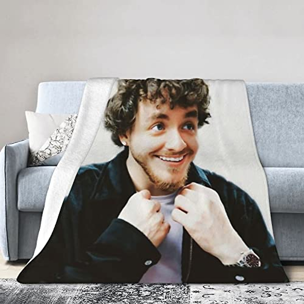 DOTZRLT Jack Rapper Harlow Singer Throw Blanket Printed Flannel Blanket Home Decor Soft Comfy Cozy Blankets 50"x40"